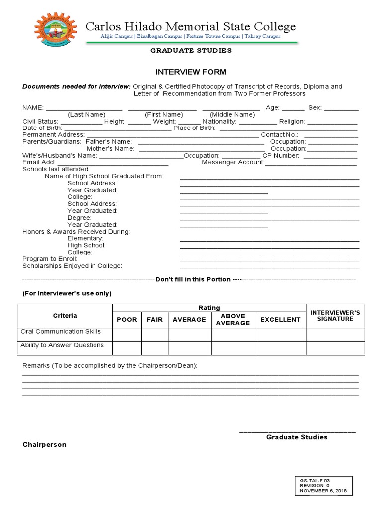 03 - Interview Form | PDF