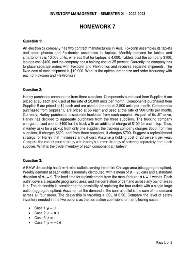 Inven HW7 | PDF | Supply Chain | Demand