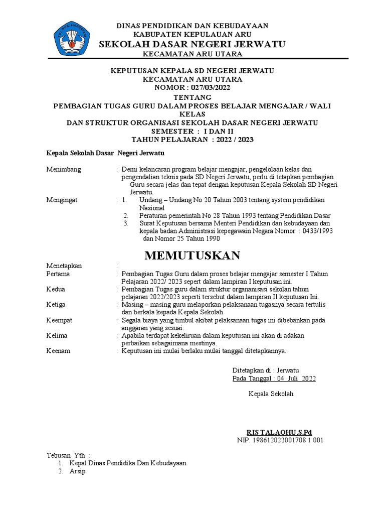 Beban Mengajar Baru 2022-2023 | PDF