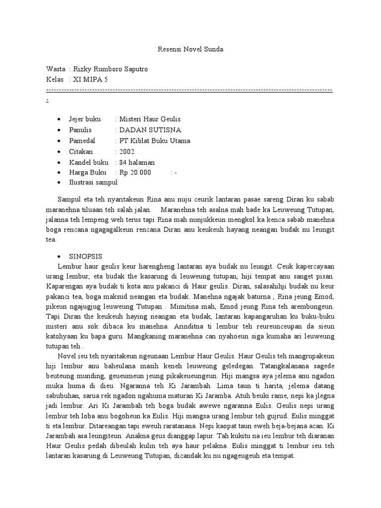 Resensi Novel Sunda 3 Hal | PDF