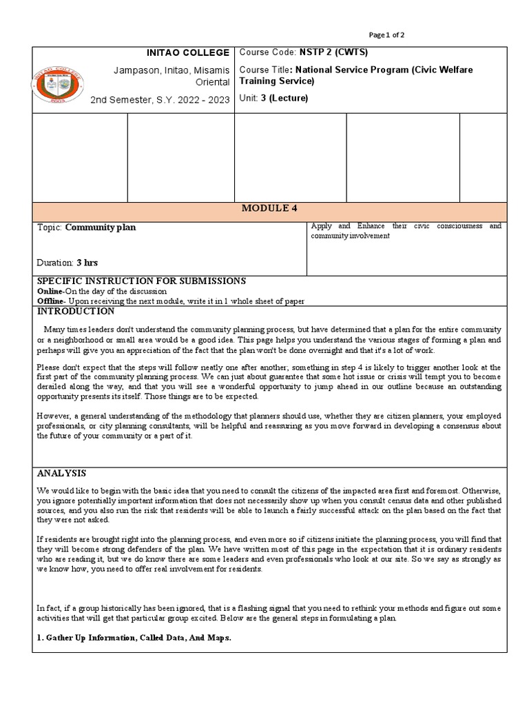 NSTP 2 Module 4 Week 4 | PDF | Community | Cognition