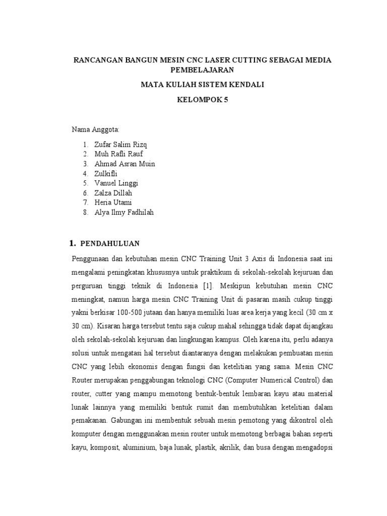 Rancangan Bangun Mesin CNC Laser Cutting 3D Wall Panel | PDF | Sains ...