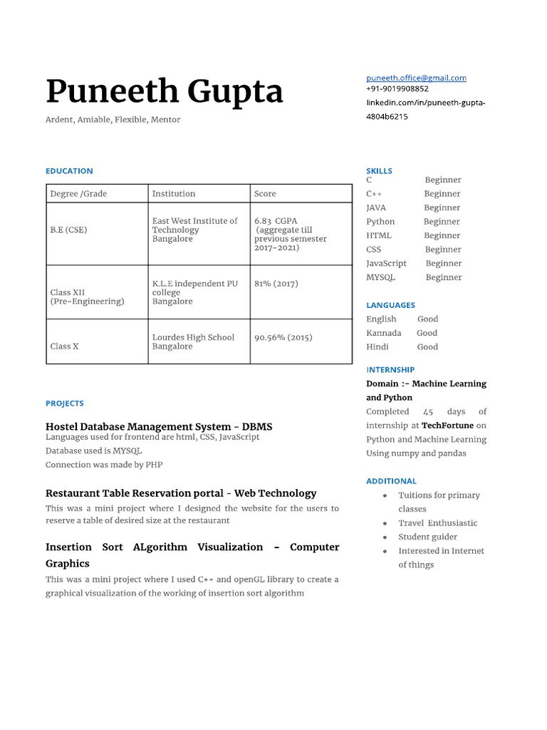 Puneeth Final Resume | PDF