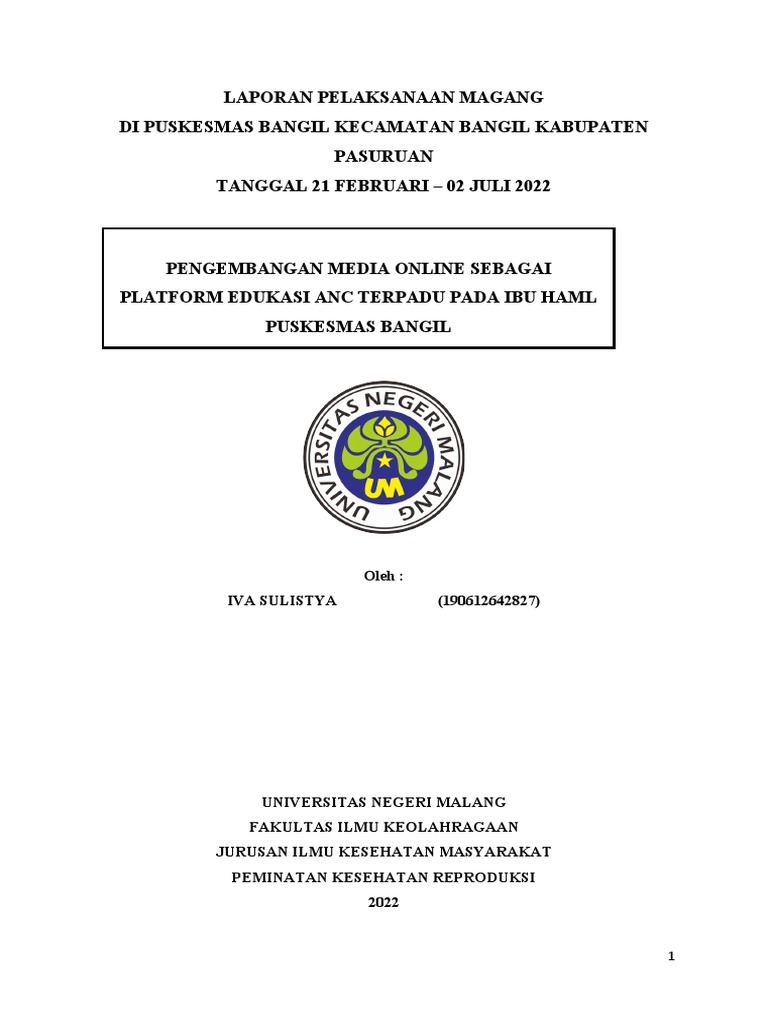Laporan Magang Iva | PDF | Pengembangan Diri | Kesehatan Holistik