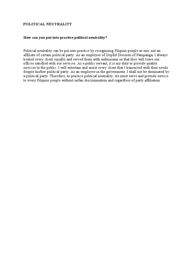 Political Neutrality | PDF | Politics | Lifestyle