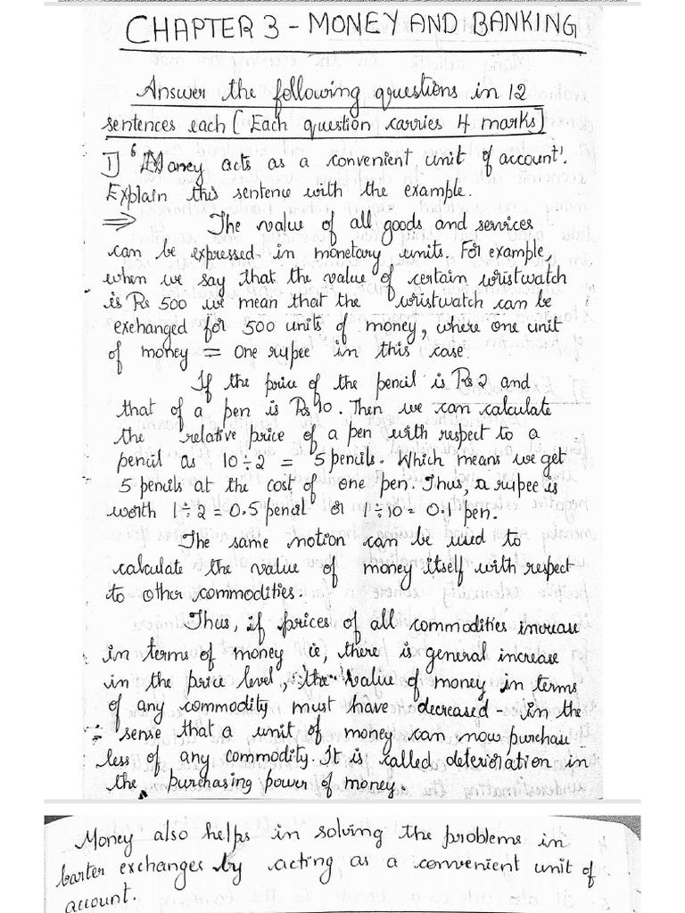 Money and Banking Hand Written Notes | PDF