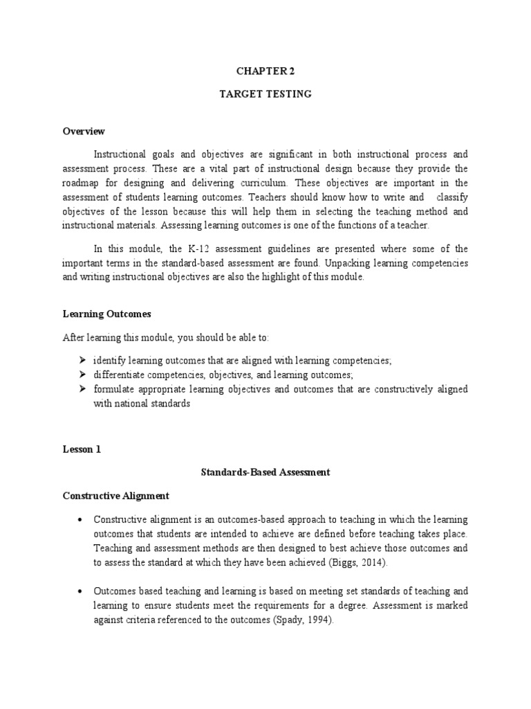 Chapter 2 Target Testing | PDF | Educational Assessment | Learning Chapter 2 Target Testing | PDF | Educational Assessment | Learning