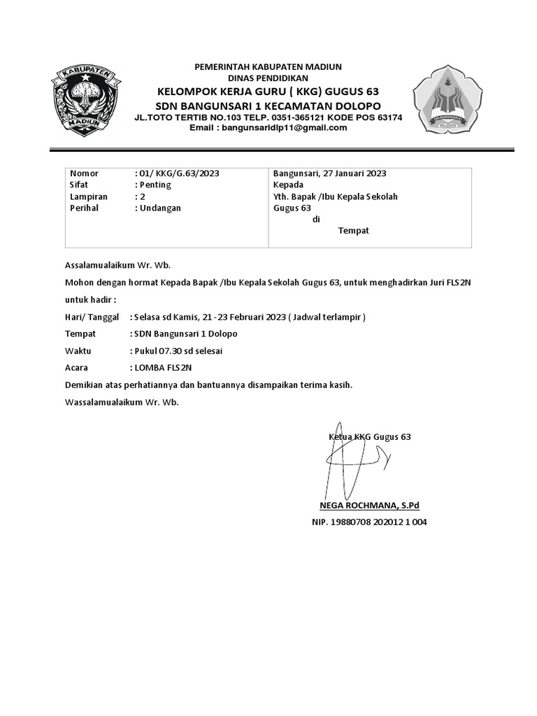 Surat Undangan Juri fls2n | PDF