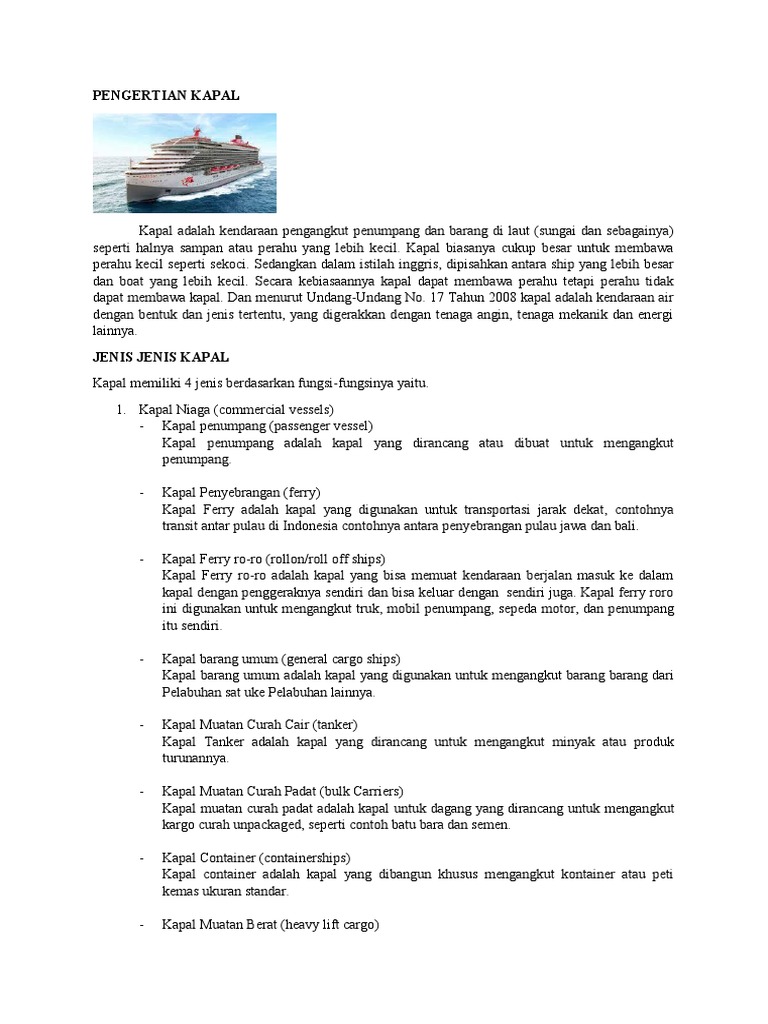 Pengertian dan Jenis-Jenis Kapal | PDF | Seni