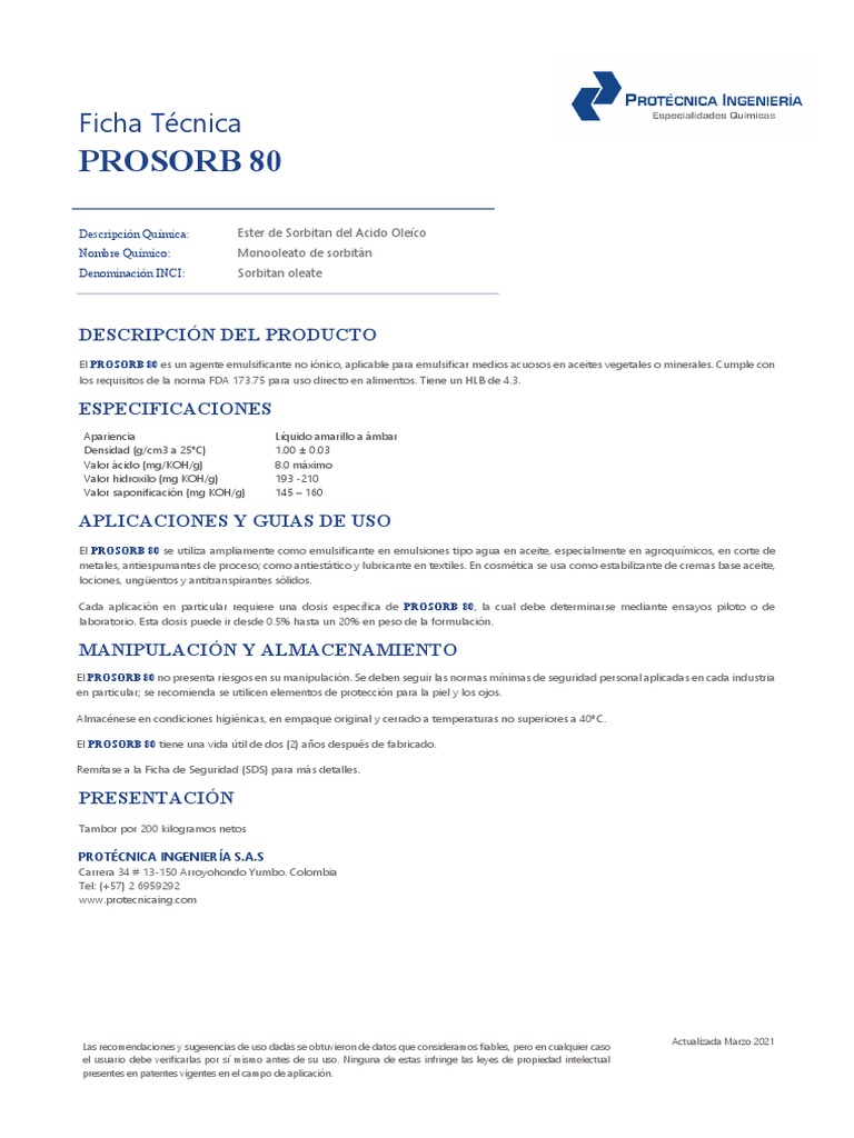 Prosorb 80 FDS | PDF