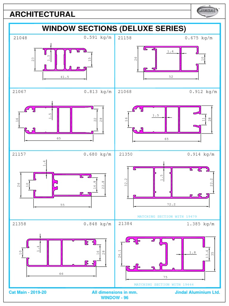 Jindal Aluminium Window Sections Catalogue | PDF