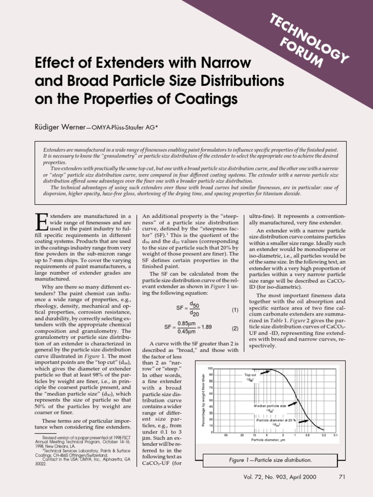 Effect of Extenders With Narrow and Broad Particle Size Distributions On The Properties of ...