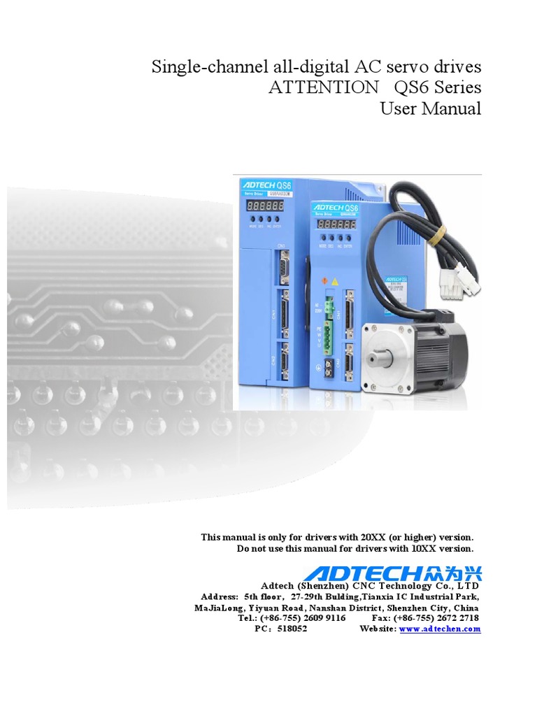 QS6 Servo Driver User Manual | PDF | Electric Motor | Automation