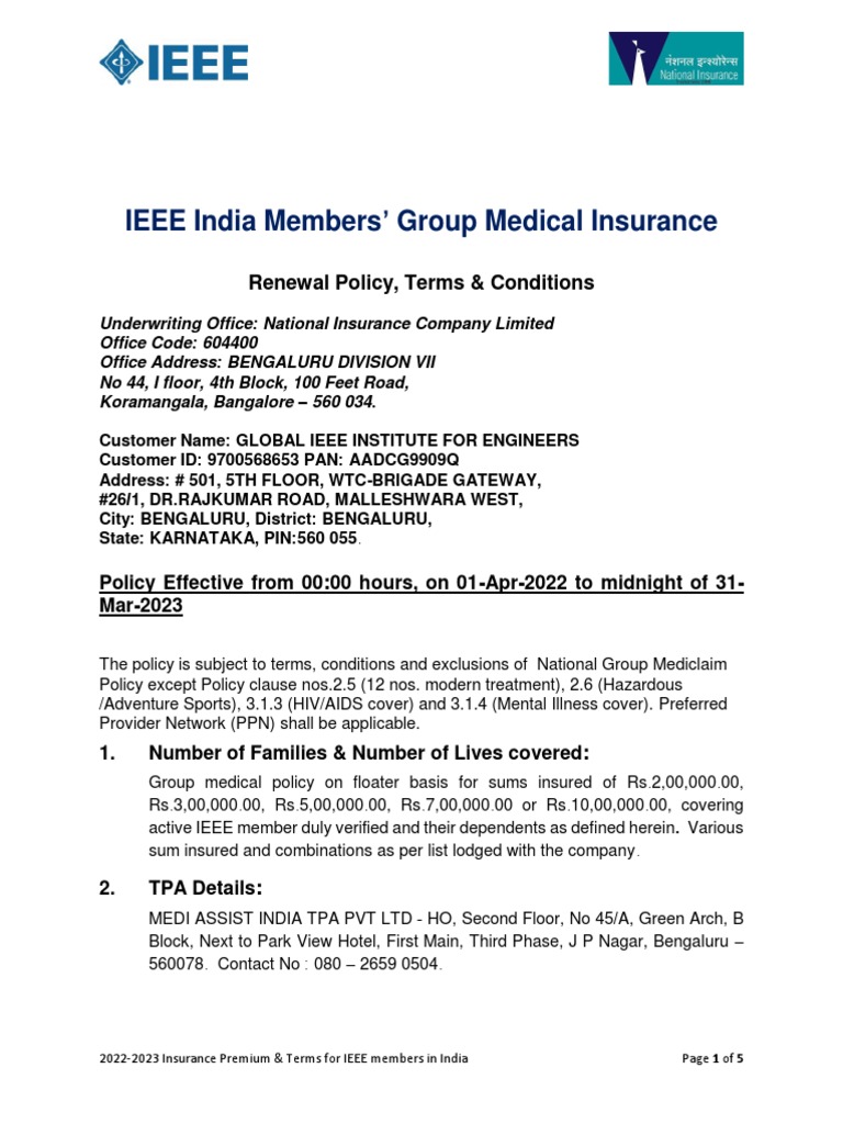 IEEE India Medical Insurance 2022-23 | PDF | Insurance | Medicine