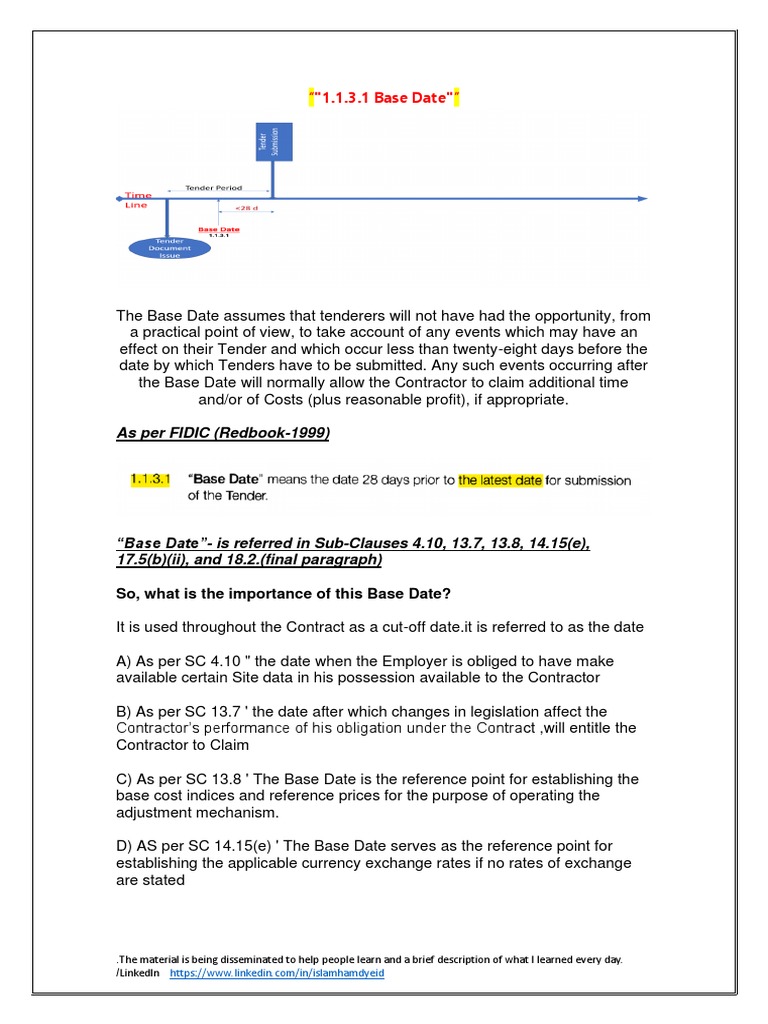 1 1 3 1 Base Date Fidic 99 Pdf