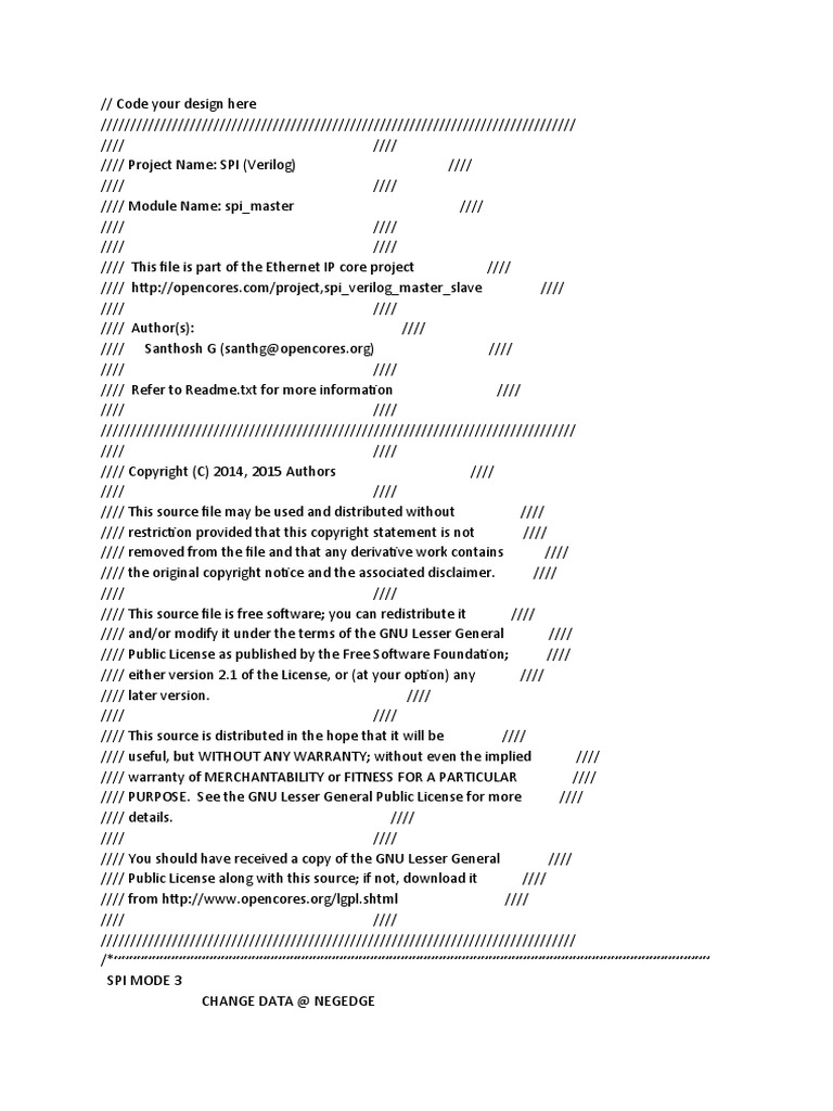 Spi RTL | PDF | Free Software | Source Code