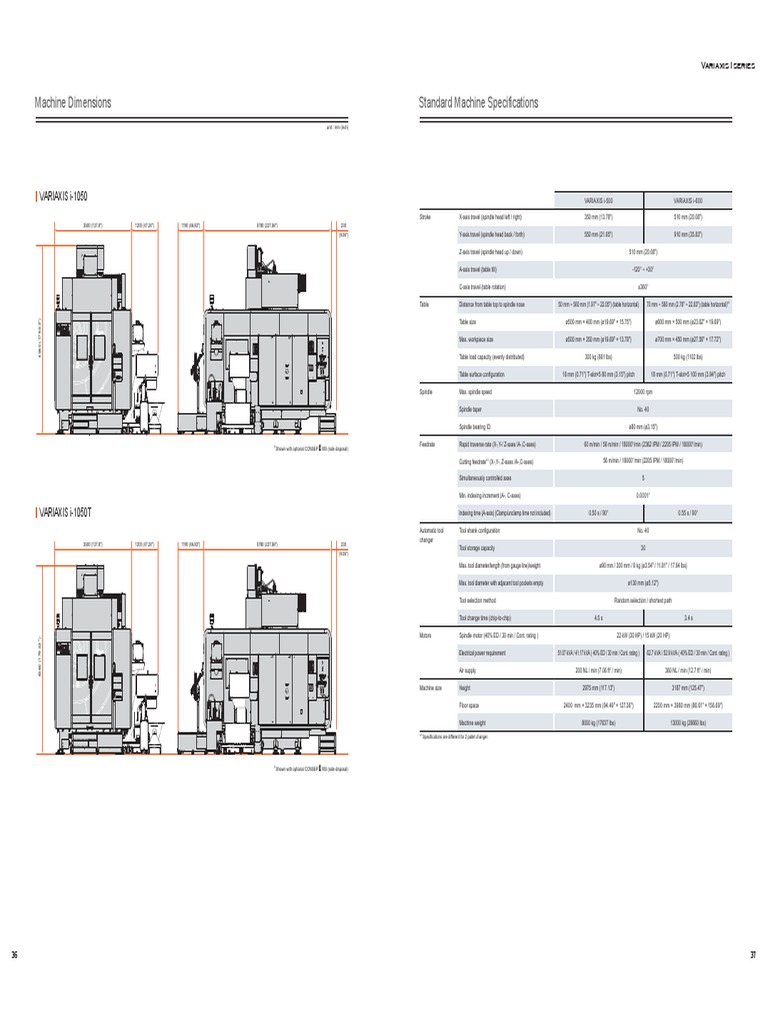Mazak VARIAXIS i-Series-Specs | PDF