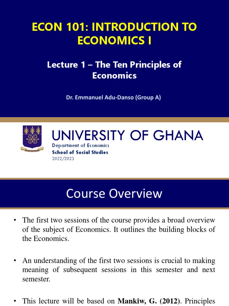 ECON 101 Lecture 1 - The Ten Principles of Economics | PDF | Economics ...
