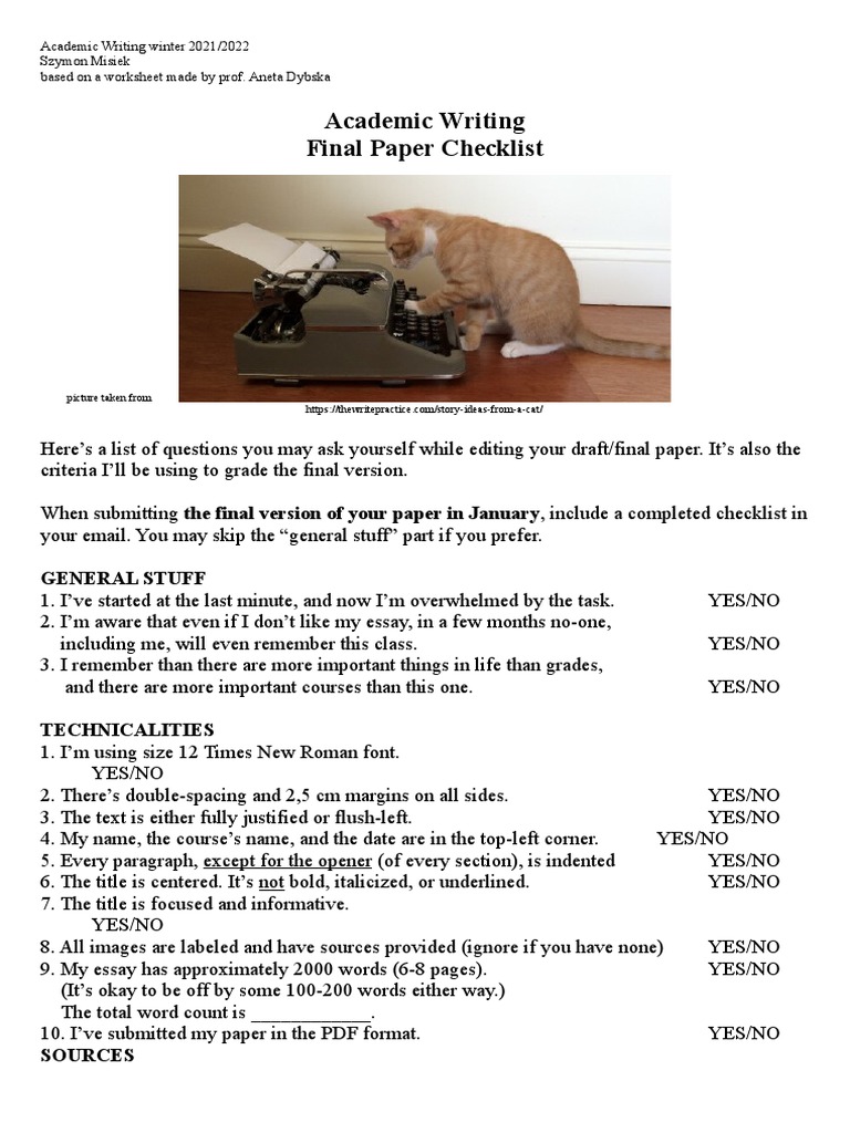 Final-Paper-Checklist_-1 | PDF | Bibliography | Thesis