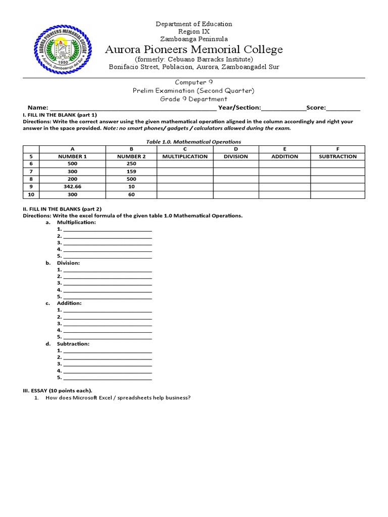 Empowerment Tech. Prelim 3rd Quarter | PDF | Computing | Mathematics