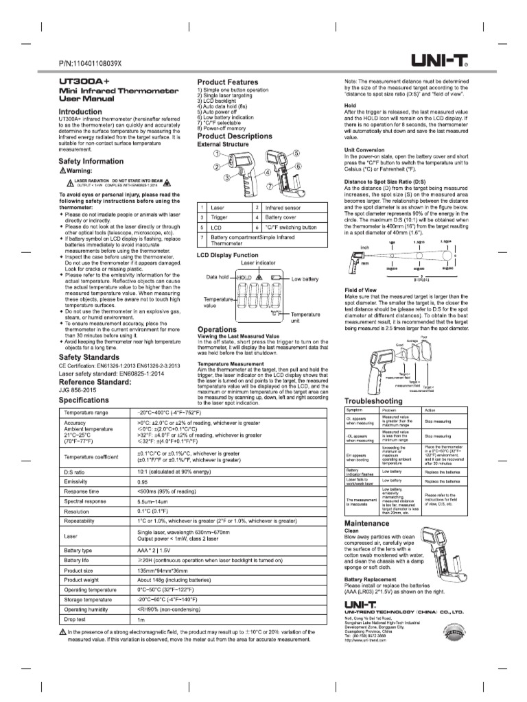 Ut 300 A User Manual | PDF