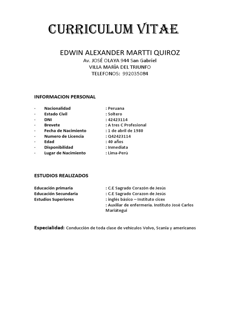 CV Completo Edwin Martti | PDF