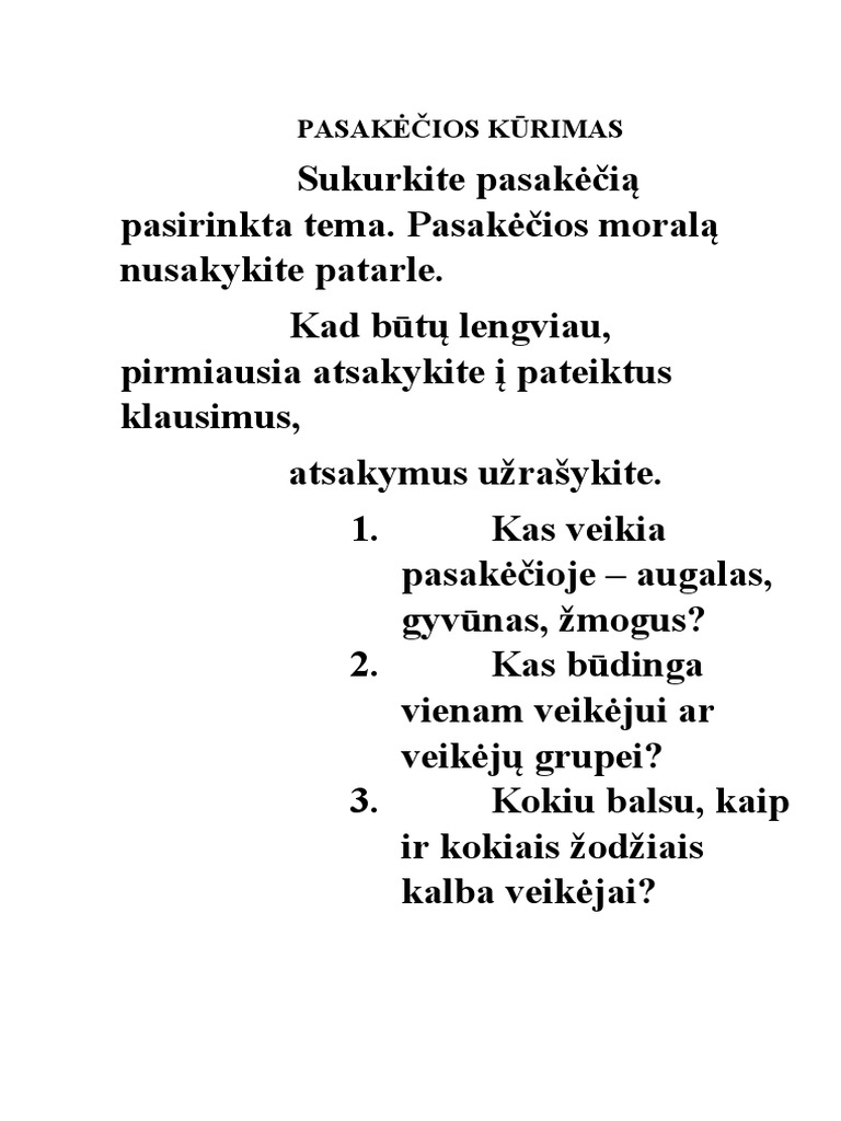 Pasakecios Kurimas | PDF