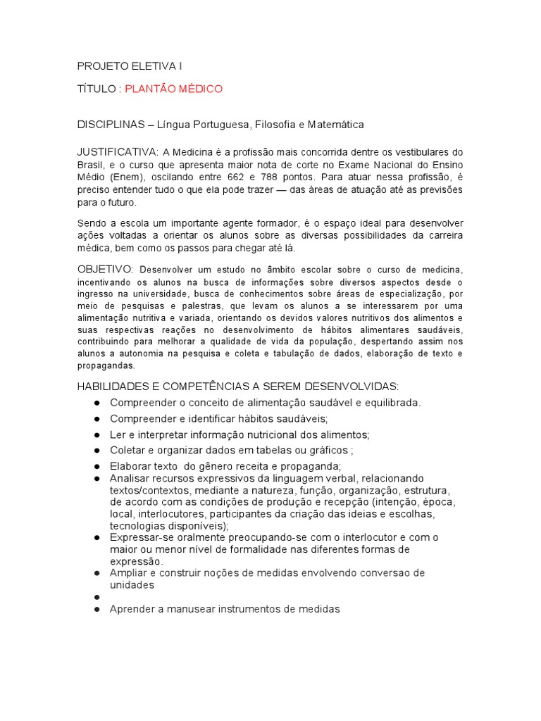 Projeto Eletiva I | PDF | Obesidade | Alimentos