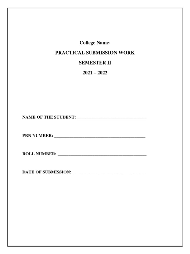 SEM II - Index For Practical Submission | PDF