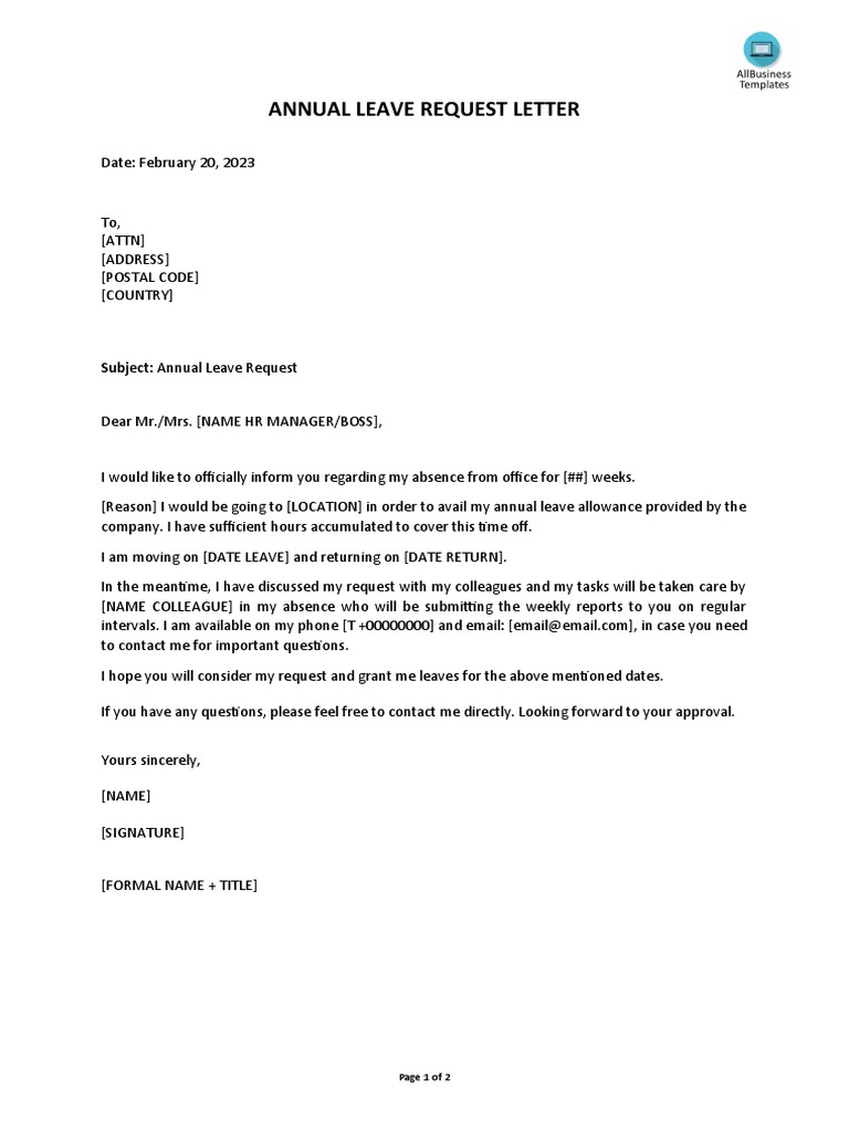 Annual Leave Letter | PDF