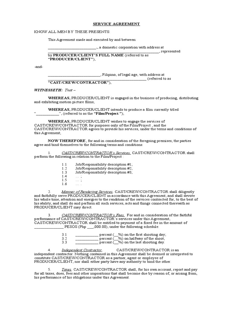 Service Agreement Sample | PDF | Copyright | License