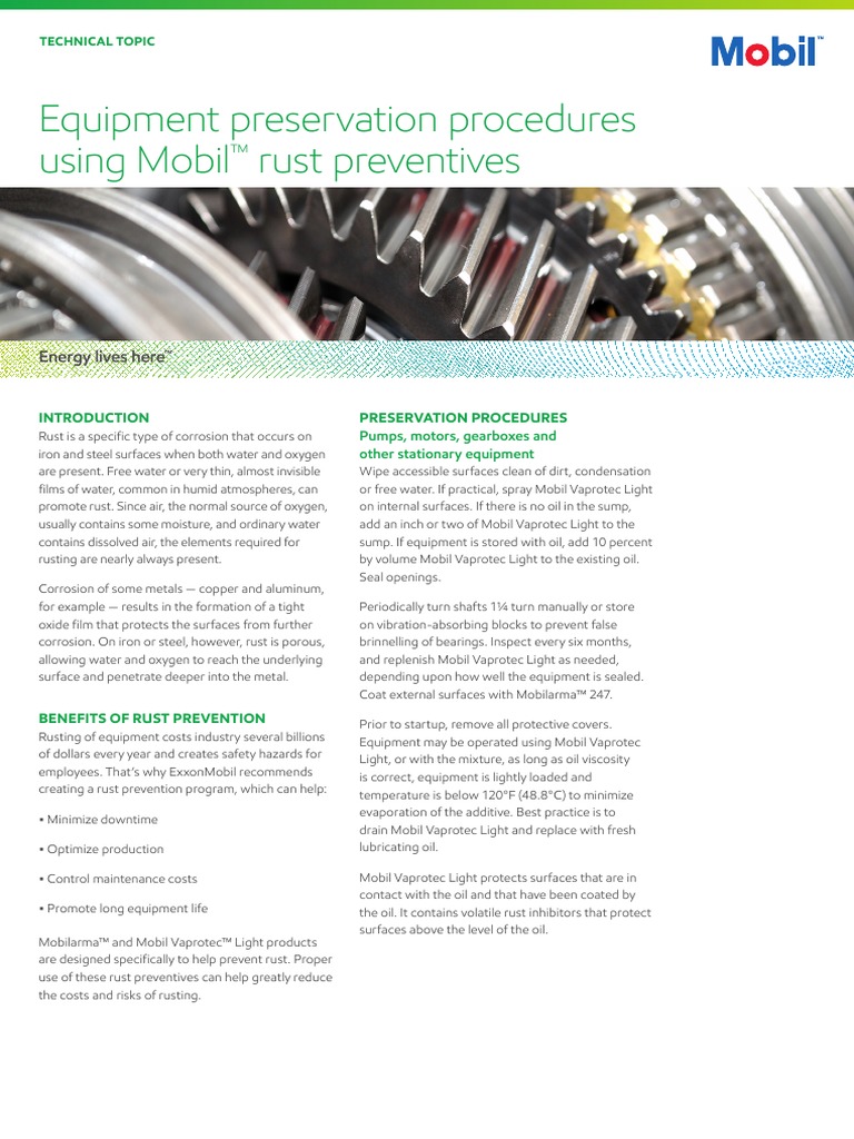 Mobil Rust Preventives Brochure | PDF | Rust | Corrosion