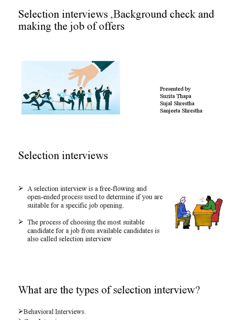 Selection Interviews, Background Checks and Making Job Offers | PDF ...