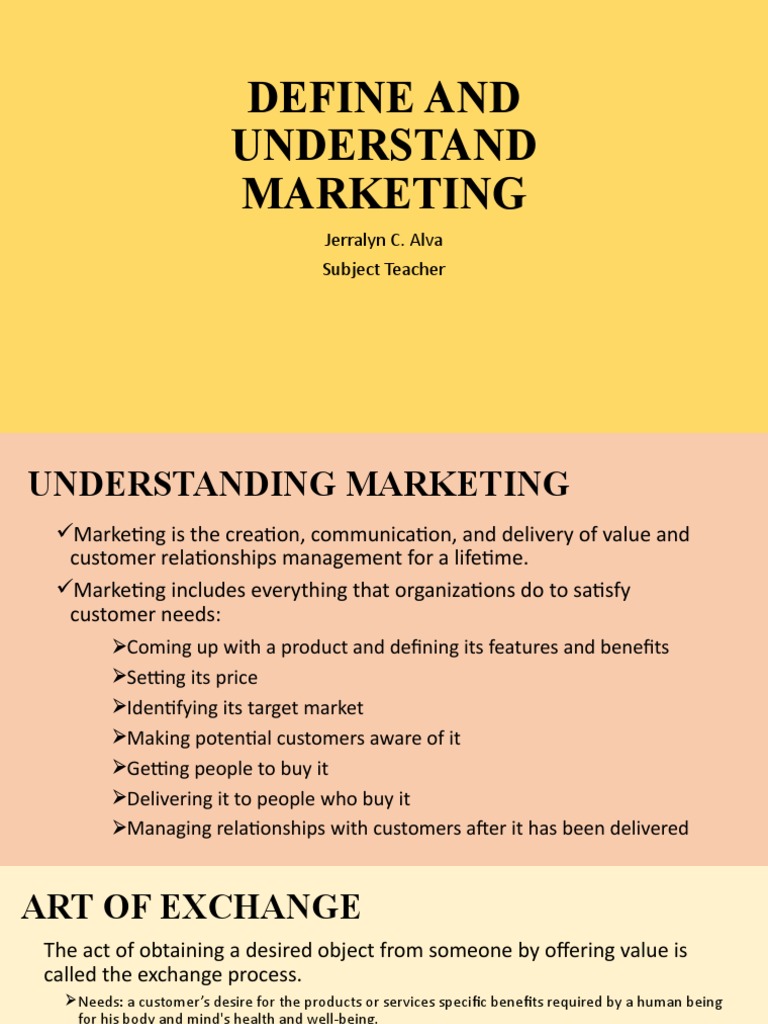Q1-Lesson 1.2 - Define and Understand Marketing | PDF | Marketing | Sales