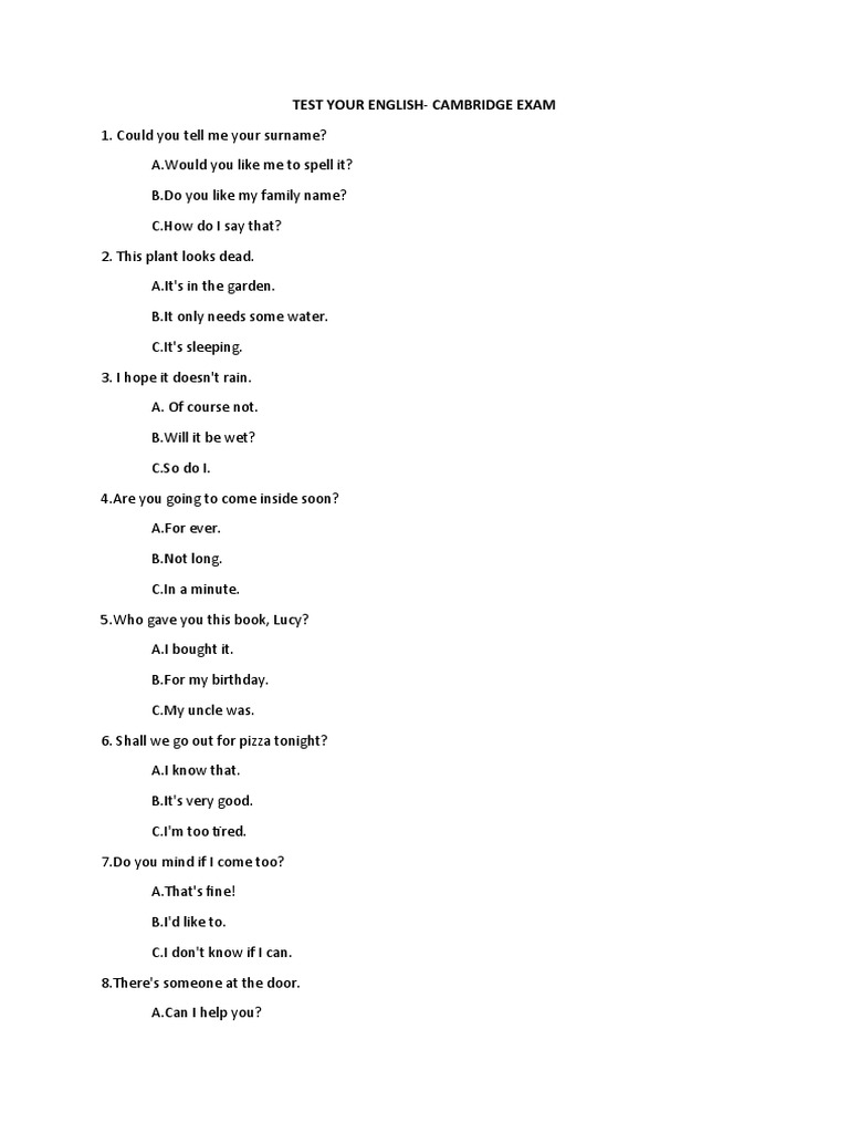 Test Your English - Cambridge | PDF