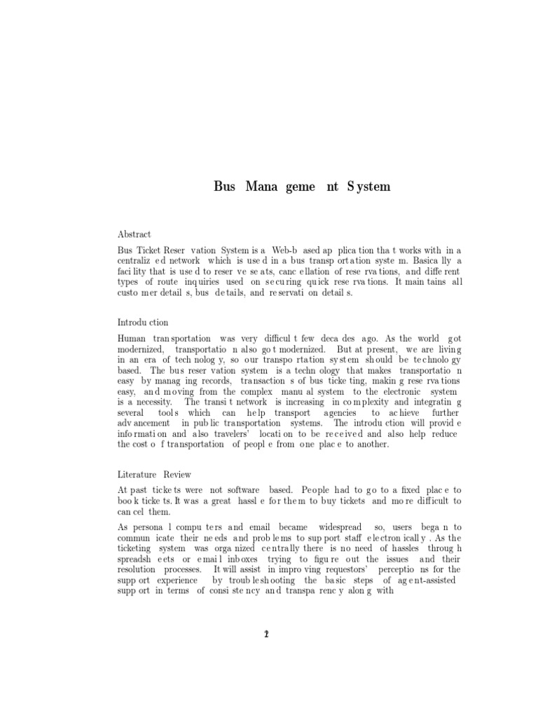 Bus Management System Report | PDF
