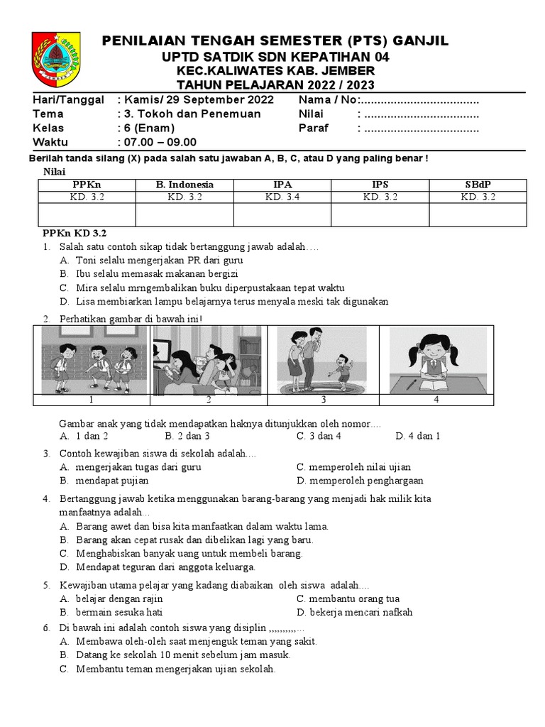 Pts Kelas 6 Tema 3 SM 1 Fix | PDF | Metode & Bahan Ajar | Griya & Taman