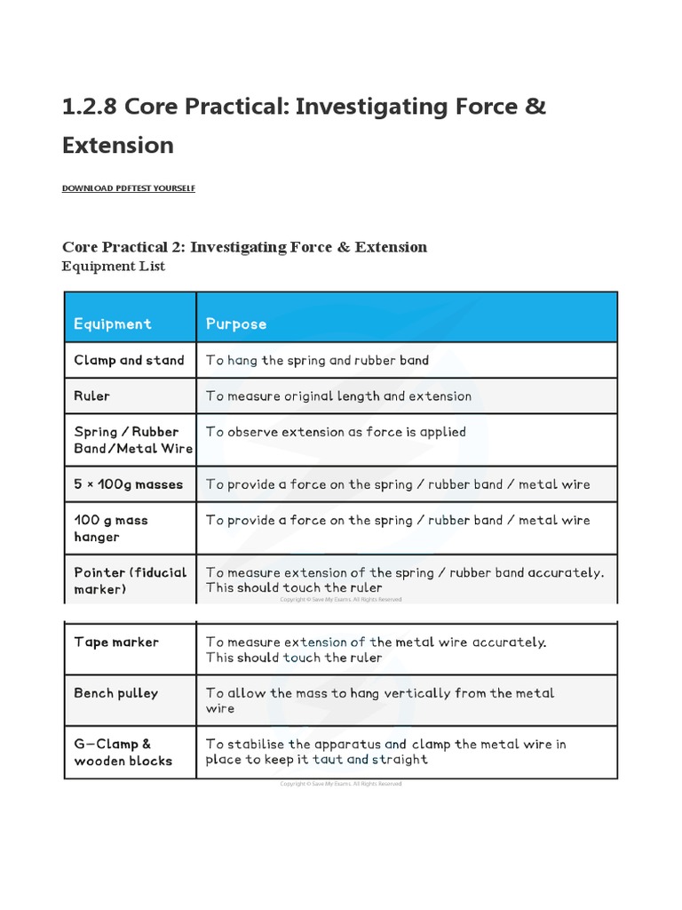 Force and Extension Experiment Guide | PDF | Weight | Kilogram