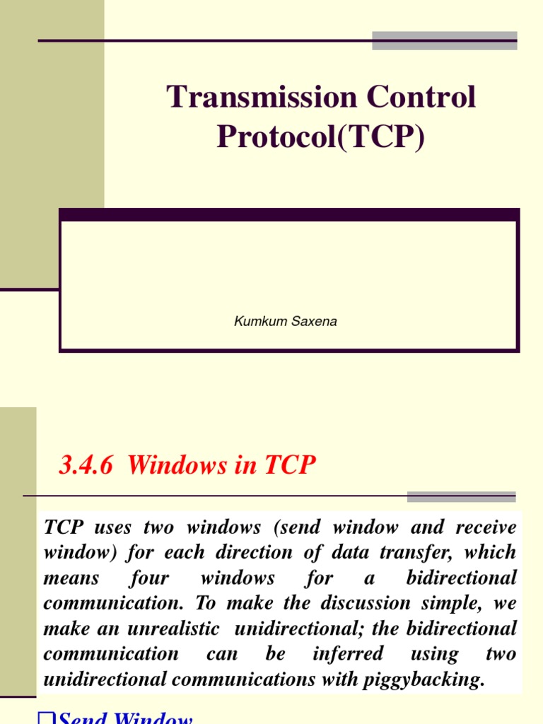 TCP Windows & Flow Control | PDF | Transmission Control Protocol ...