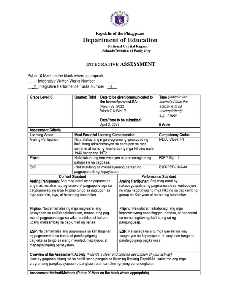 Q3 PT4 GroupA - AP ESP FILIPINO | PDF