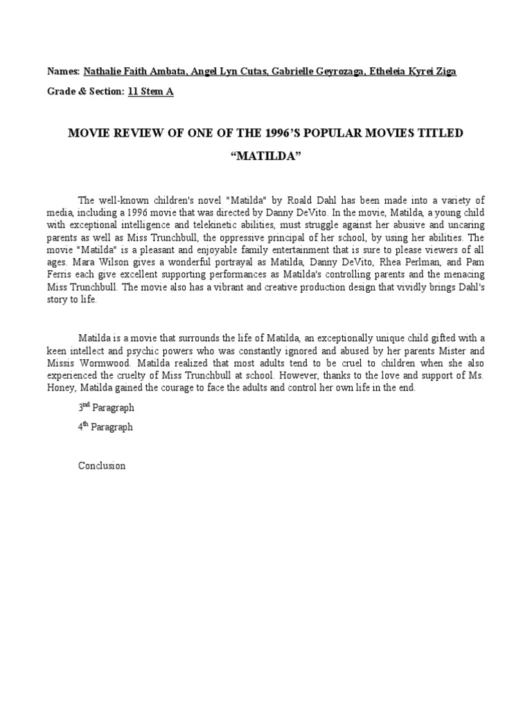 Matilda movie review | PDF
