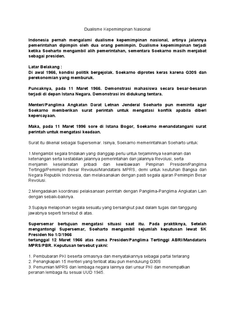 Dualisme Kepemimpinan Nasional | PDF