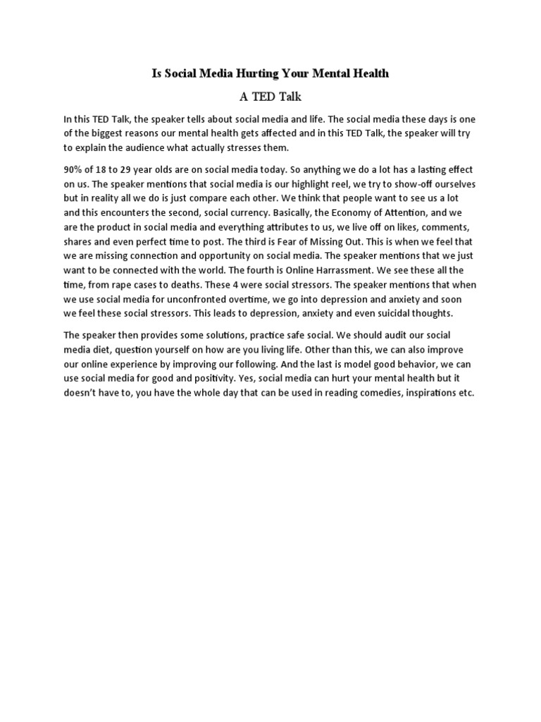 Is Social Media Hurting Your Mental Health | PDF