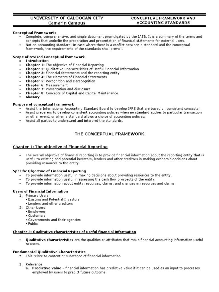 Chapter 1 Conceptual Framework | PDF | Historical Cost | Financial Statement