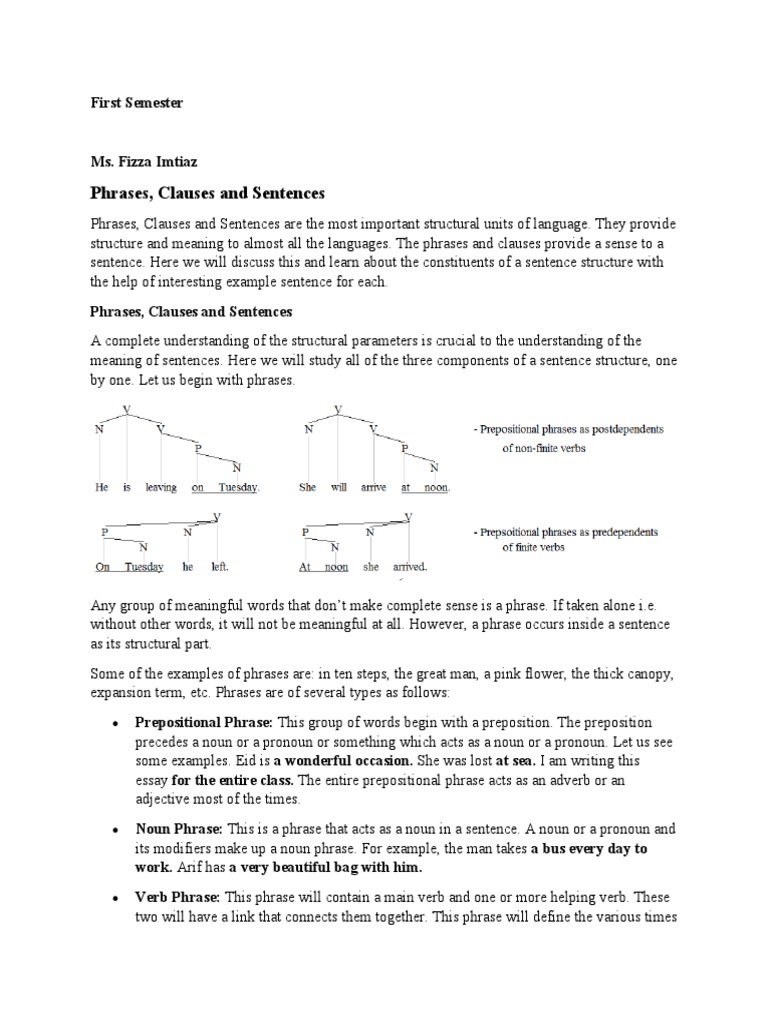 Phrases, Clauses and Sentences | PDF | Clause | Subject (Grammar)