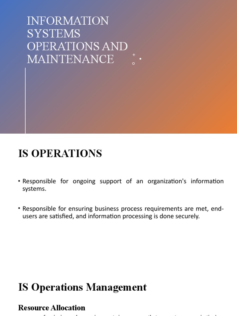 Information Systems Operations and Maintenance | PDF | Information | Operations Management