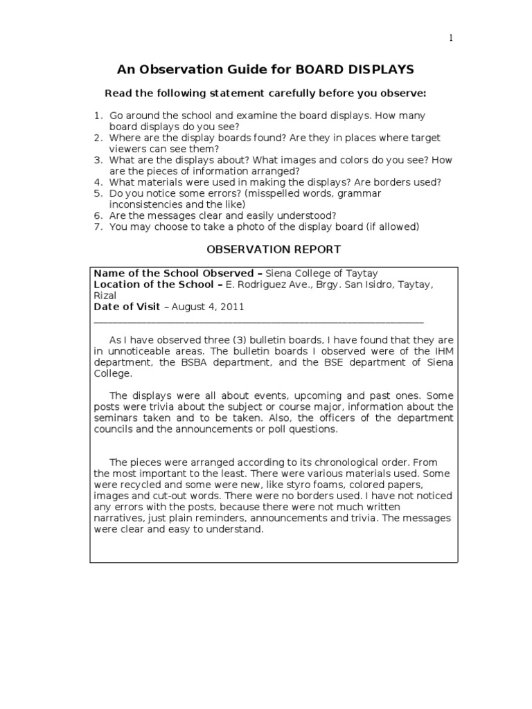 An Observation Guide For BOARD DISPLAYS | PDF | Internet Forum | Typography