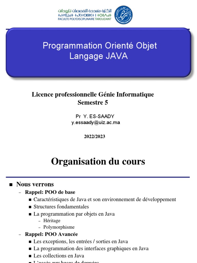 Cours Java Taroudant | PDF | Java (Langage de programmation) | Langage de programmation