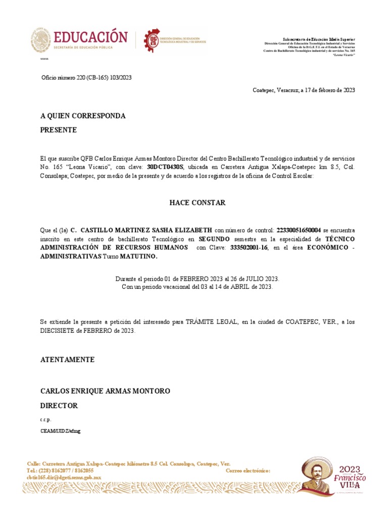 OFICIO - Vertical 2023 | PDF