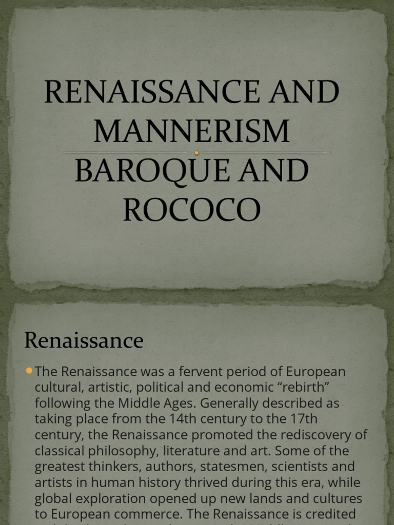 Renaissance and Mannerism 1 | PDF | Renaissance | Michelangelo